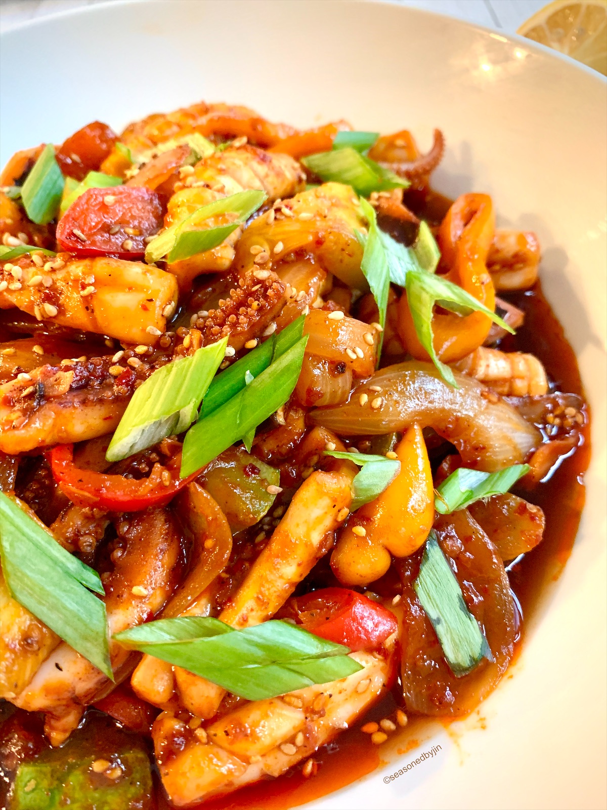 Spicy Stir-Fried Squid, Ojingeo Bokkeum ⋆ Seasoned by Jin