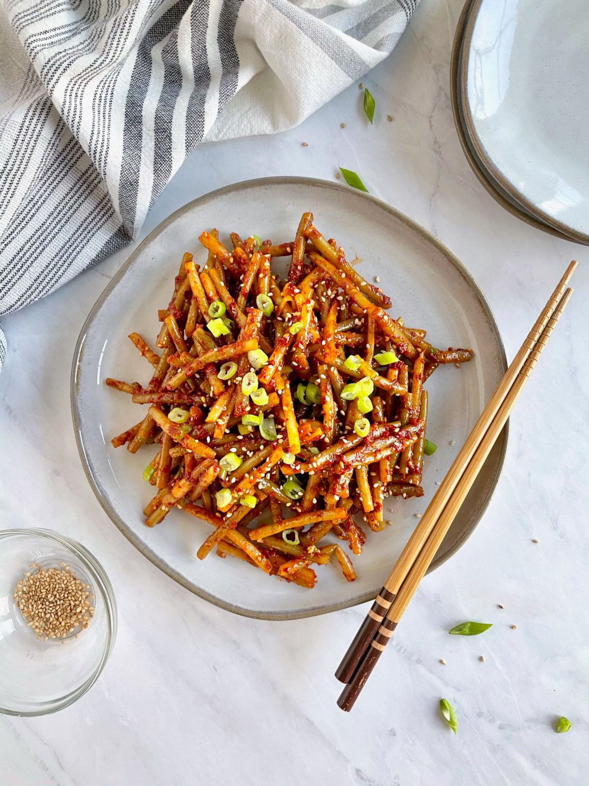 Spicy Pickled Garlic Scapes/Stems ⋆ Seasoned by Jin