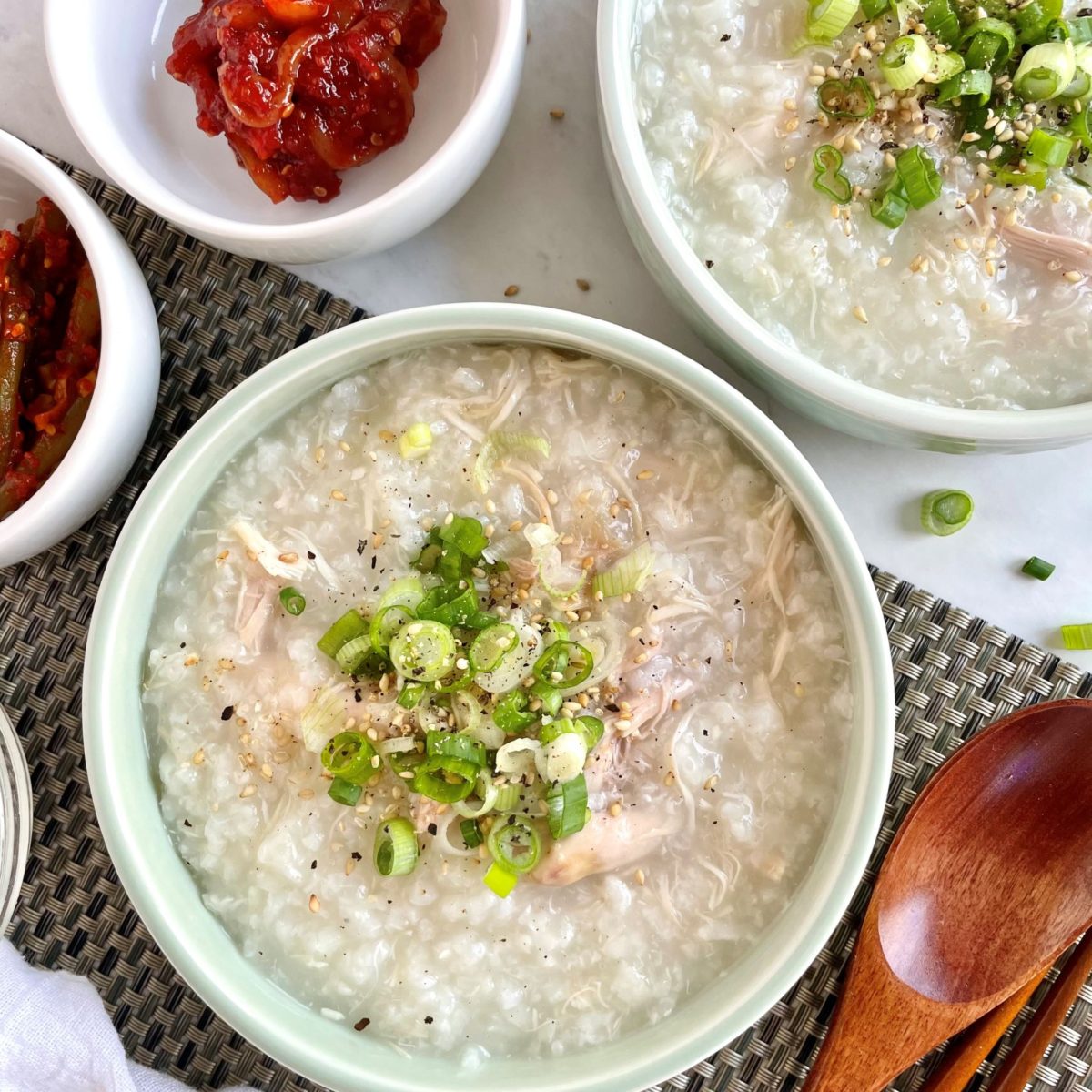 Korean Chicken and Rice Porridge, Dak Juk ⋆ Seasonedbyjin