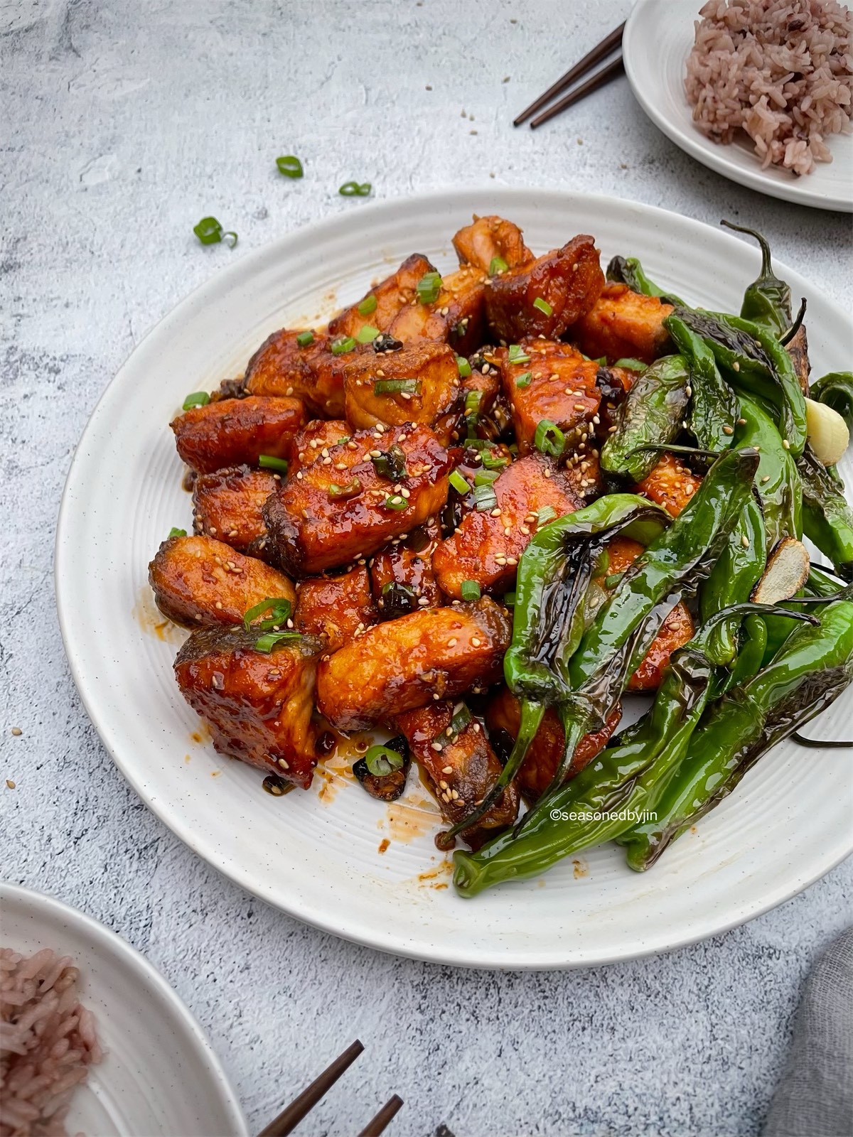 Spicy Salmon with Shishito Peppers ⋆ Seasoned by Jin