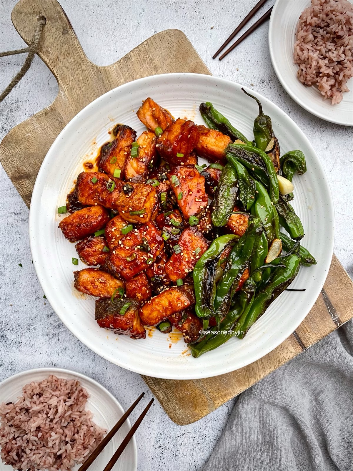 Spicy Salmon with Shishito Peppers ⋆ Seasoned by Jin